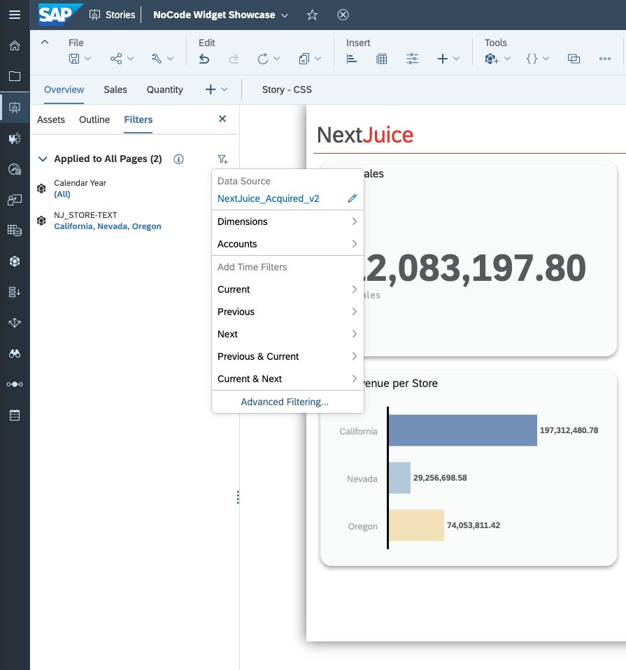 Implementing SAP Analytics Cloud interactions with no-code